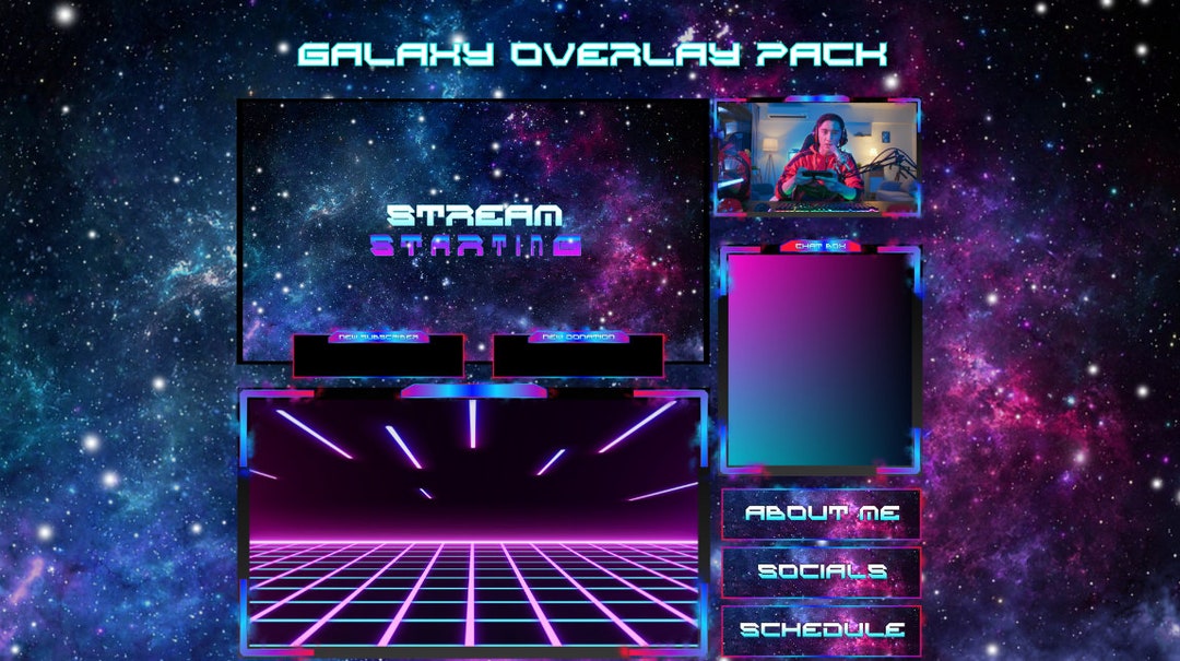 Galaxy Twitch Overlay Pack, Twitch Overlay, Twitch Streaming Pack ...
