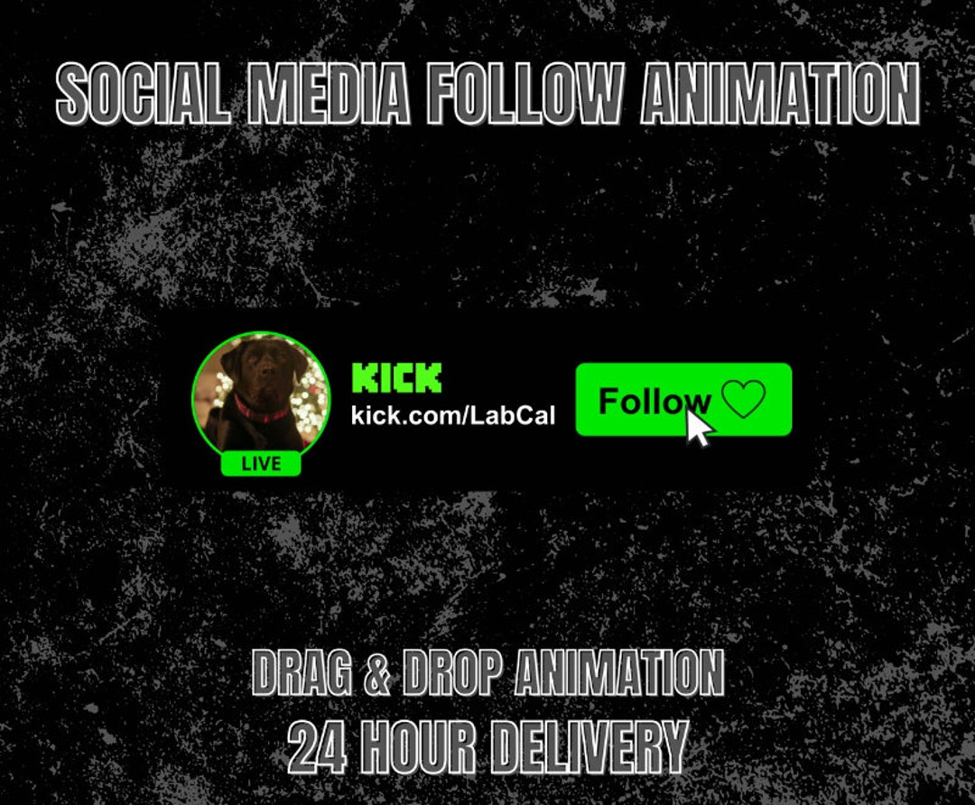 Custom Kick Follow Button & Overlay Animation - Digital Download for Streamers, Unique Kick ...