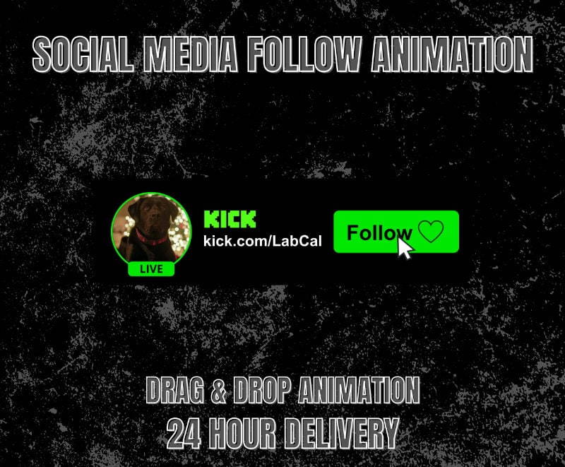 Custom Kick Follow Button & Overlay Animation - Digital Download for Streamers, Unique Kick ...