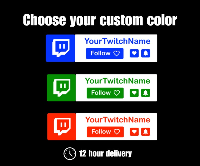Custom Animated Twitch Follow Button, Social Media Lower Third, Custom ...