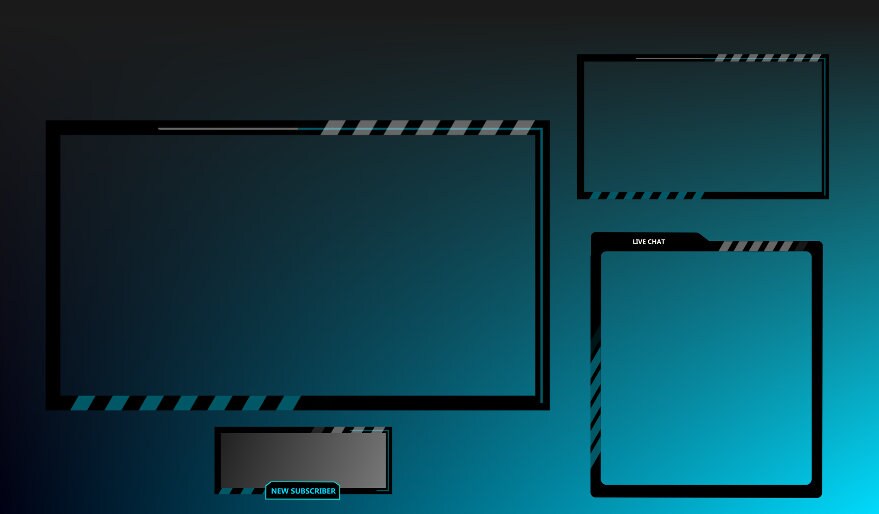Twitch Streaming Overlay Pack Digital Blue & Kick Overlay Bundle ...