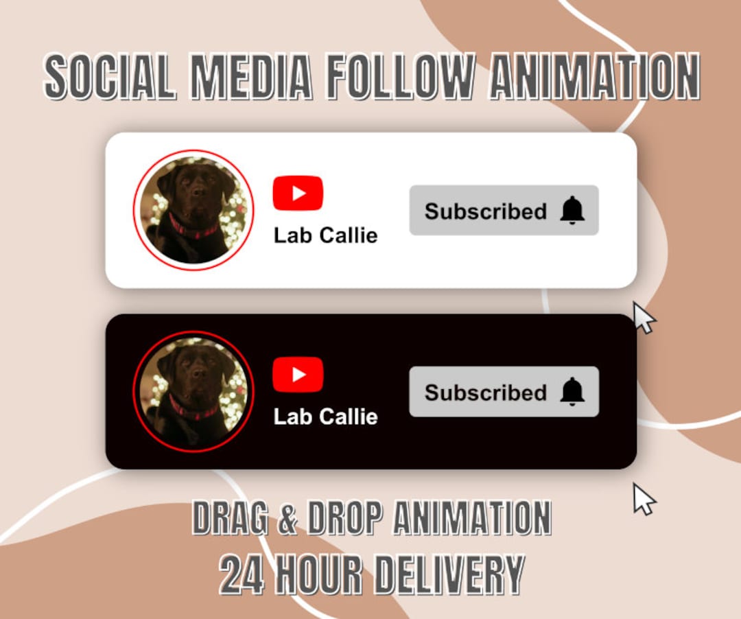 Custom Youtube Subscribe Animation & Overlay, Social Media Lower Third ...