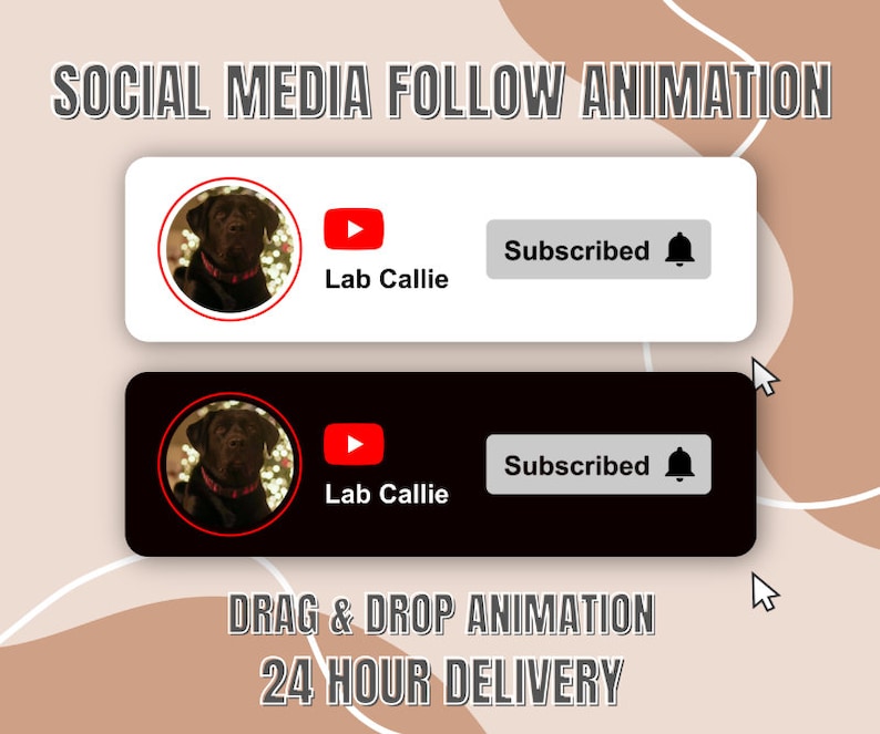 Custom Youtube Subscribe Animation & Overlay, Social Media Lower Third ...