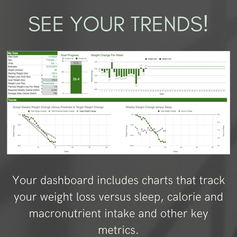 Easy Weight Loss Tracker - Google Sheet Version - Etsy