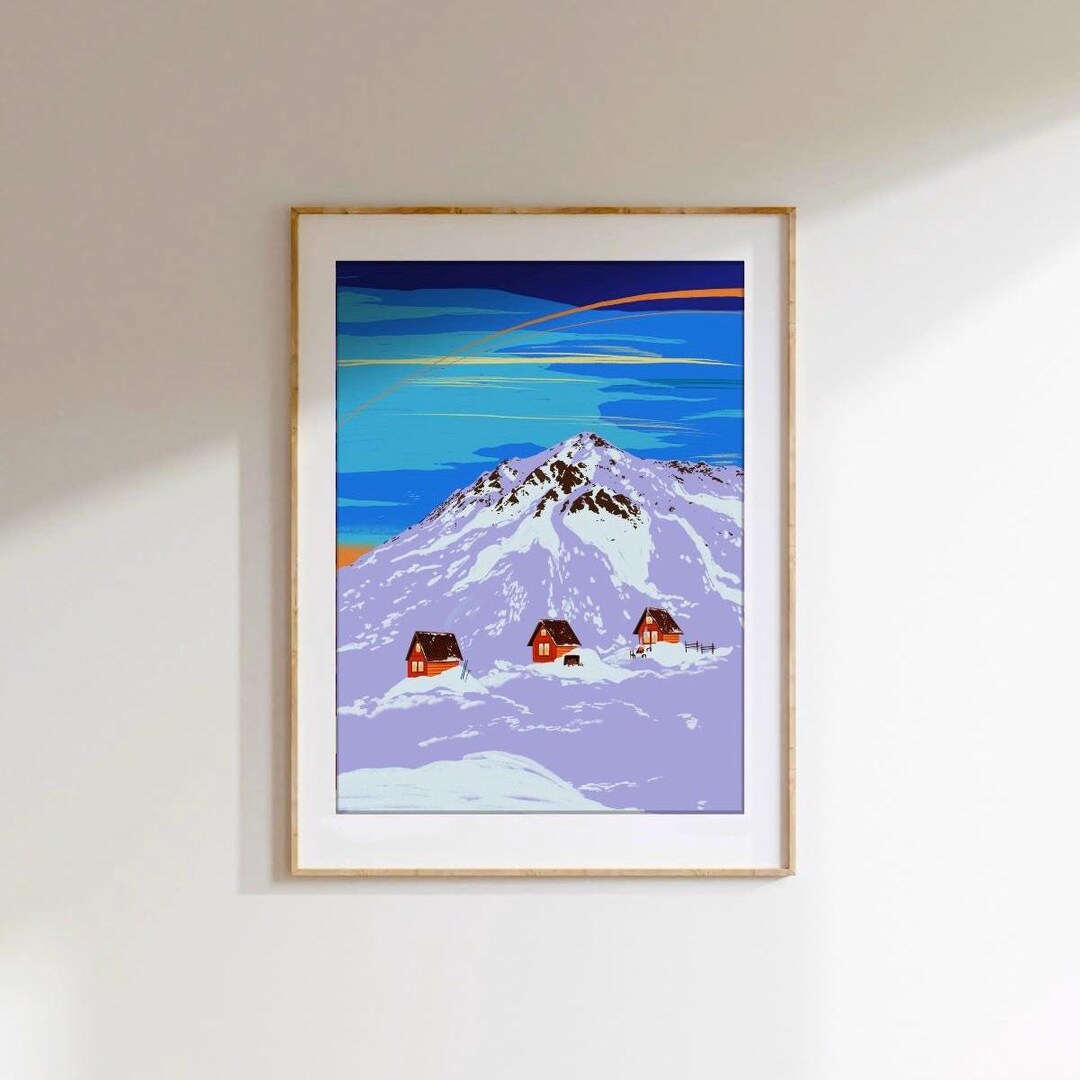 Snow Mountain Art Print, Home Decor, Gift for Her Bedroom, Snow ...