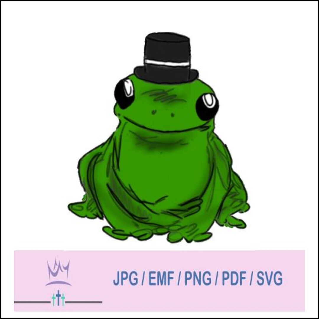 Frog With Hat SVG PDF PNG Jpg Emf, Cricut Cut File, Digital Frog, Funny ...
