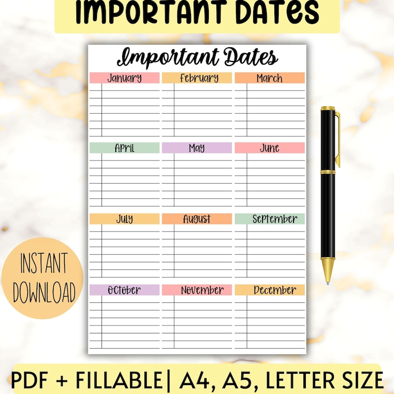 A List of Dates - Etsy