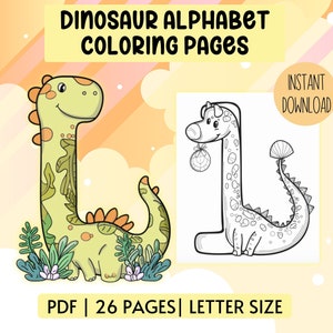 Dinosaur Alphabet Coloring Pages, Coloring Sheet, Fun Coloring Prints ...