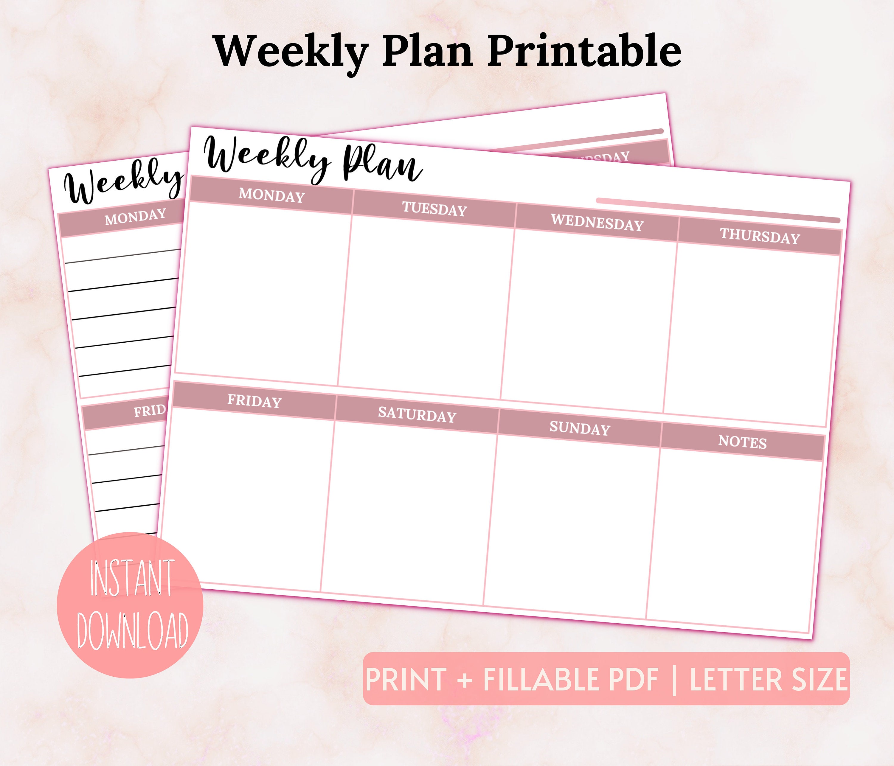 Weekly Planner Printable, Weekly Plan Template, Productivity Planner ...