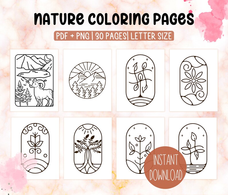 Nature Coloring Pages for Adults Coloring Pages - Etsy