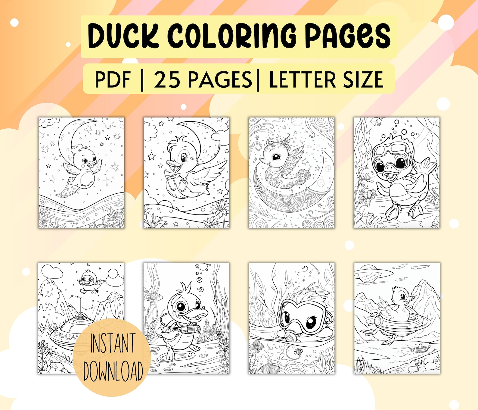 Duck Coloring Pages, Duck Coloring Sheet, Fun Coloring Prints, Exciting ...