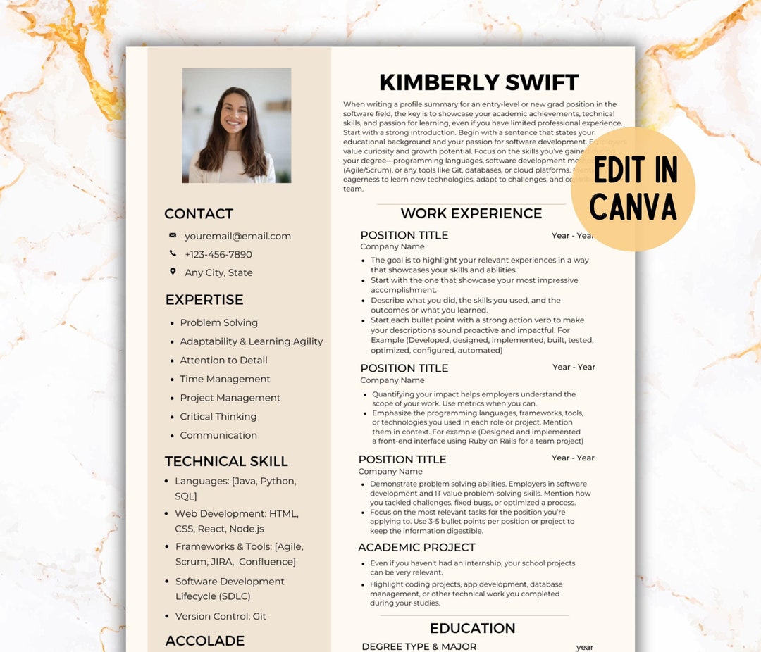 Entry Level Developer Resume Template, Recent Grad Computer Resume ...