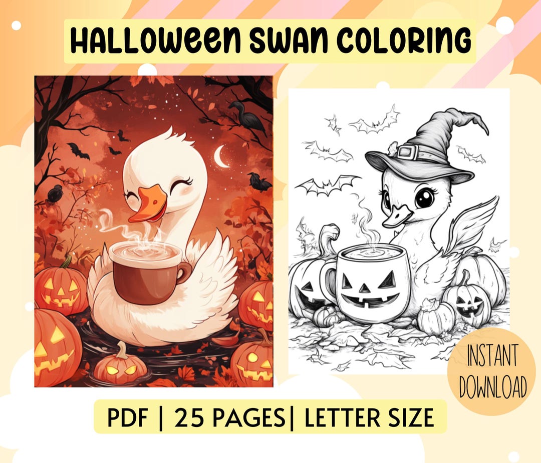 Halloween Swan Coloring Pages, Swan Coloring Sheet, Fun Coloring Prints ...