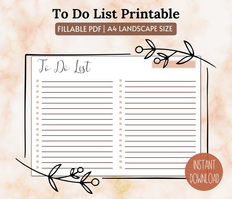 Minimalist to Do List Printable, Simple to Do Template, Daily ...