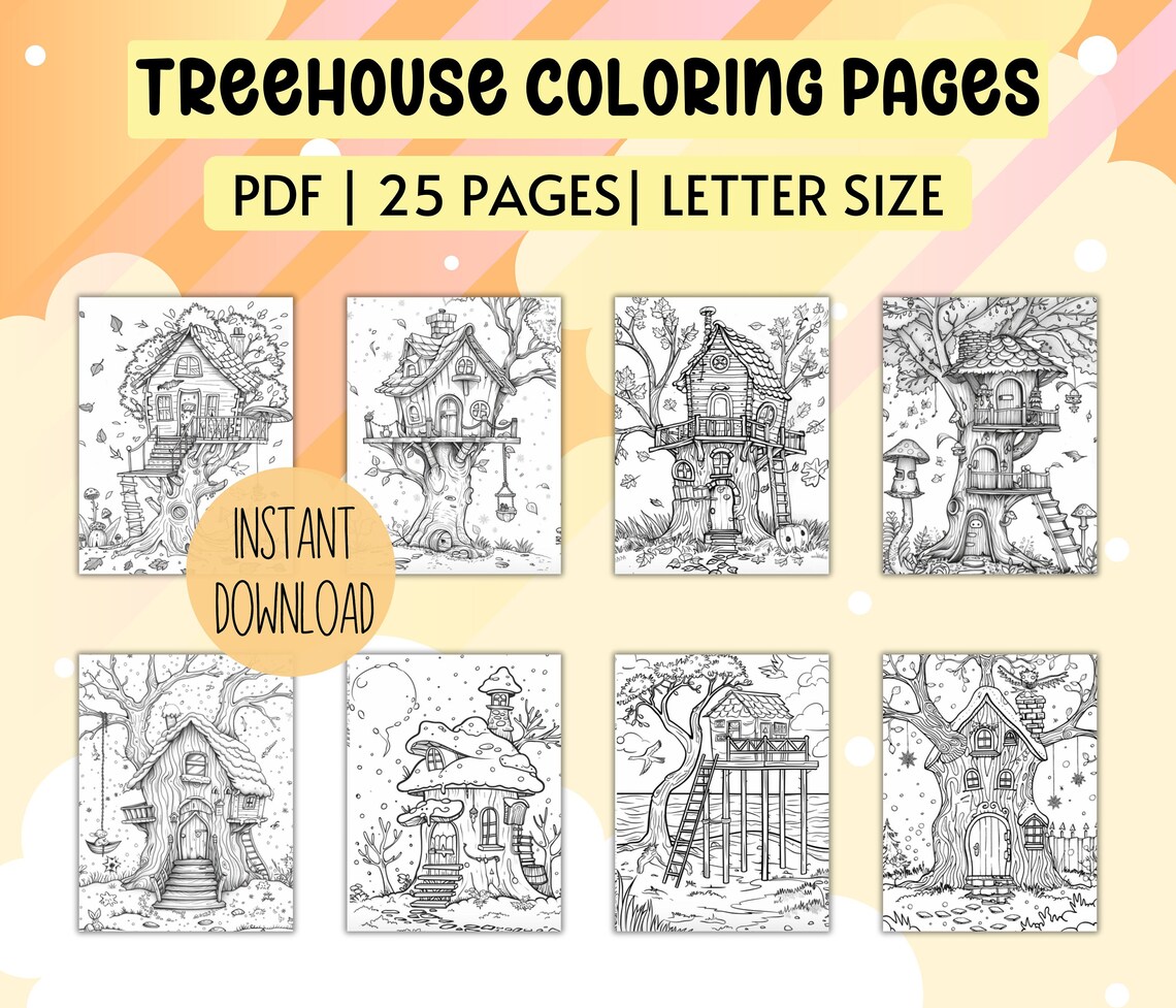 Treehouse Coloring Pages, Treehouse Coloring Sheet, Fun Coloring Prints ...