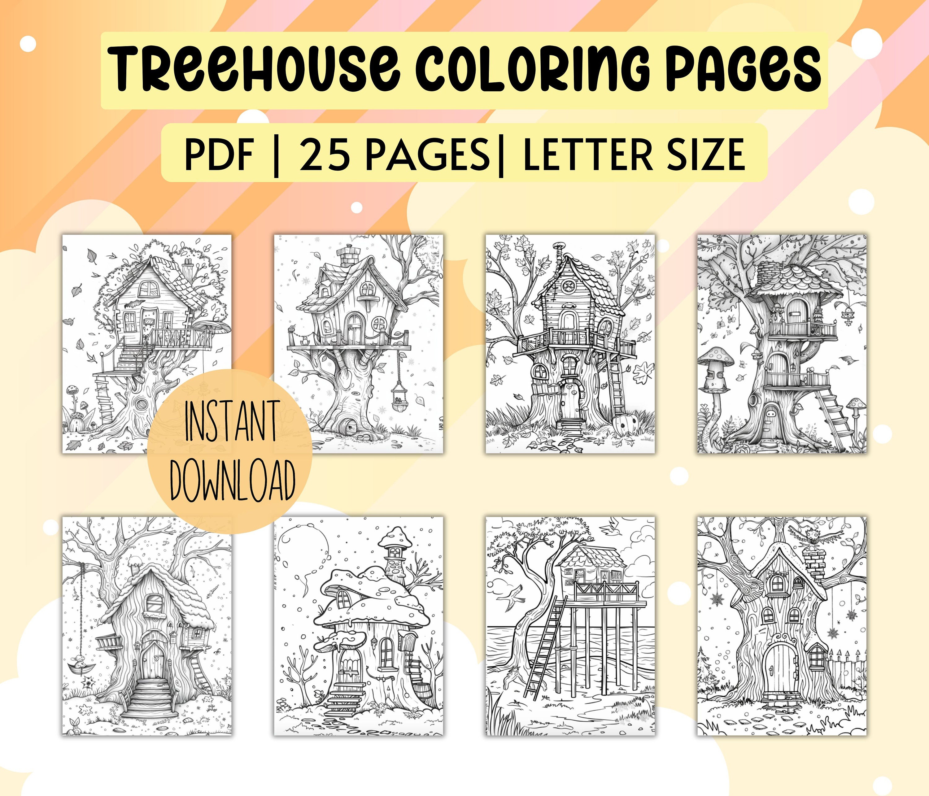 Treehouse Coloring Pages, Treehouse Coloring Sheet, Fun Coloring Prints ...