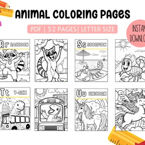Animal Coloring Pages for Kids, Alphabet Coloring Pages, Coloring ...