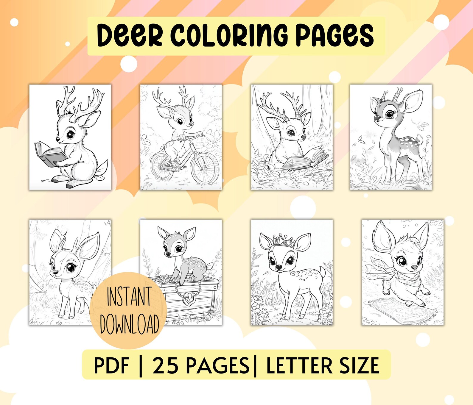 Deer Coloring Pages, Deer Coloring Pages Printable, Coloring Sheet, Fun ...