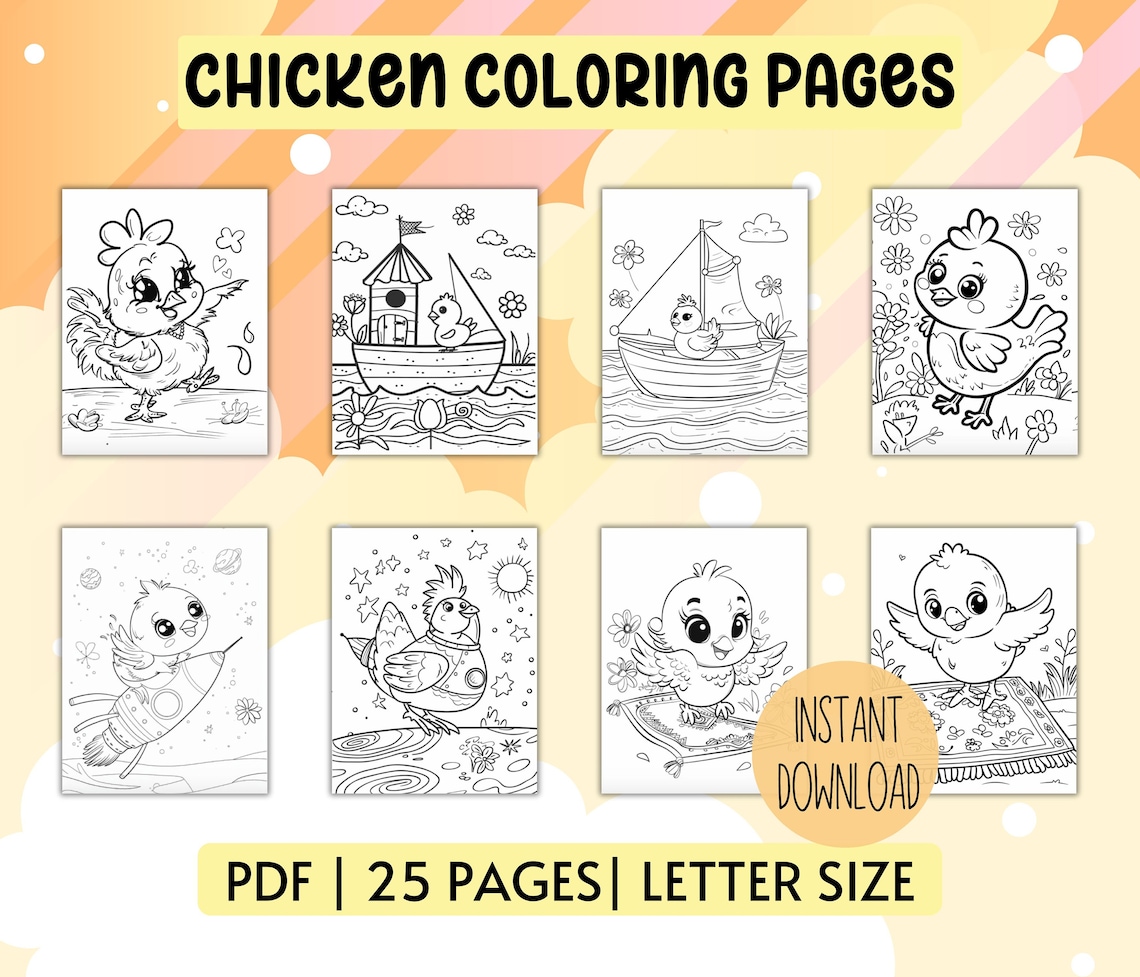 Chicken Coloring Pages, Chicken Coloring Sheet, Fun Coloring Prints ...
