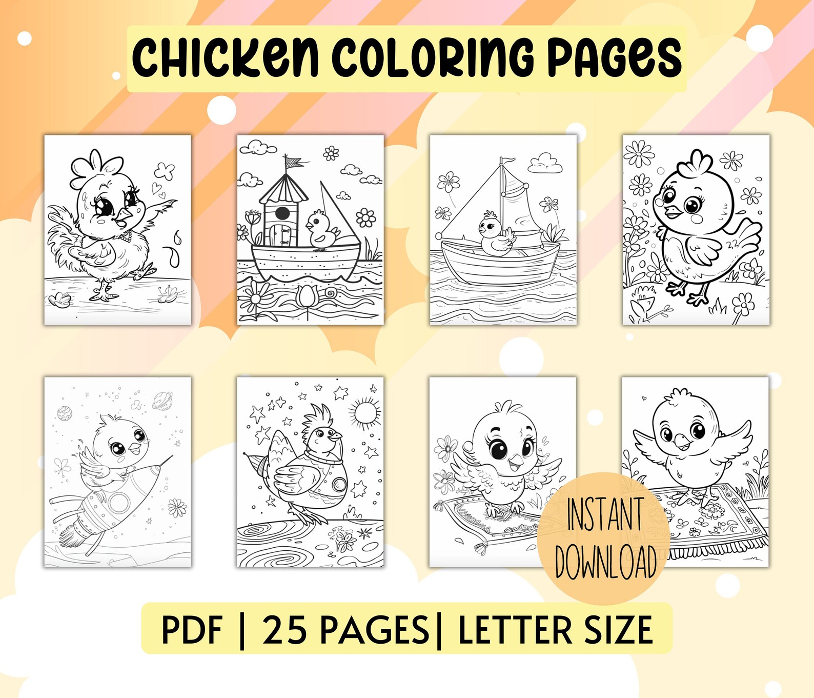 Chicken Coloring Pages, Chicken Coloring Sheet, Fun Coloring Prints ...