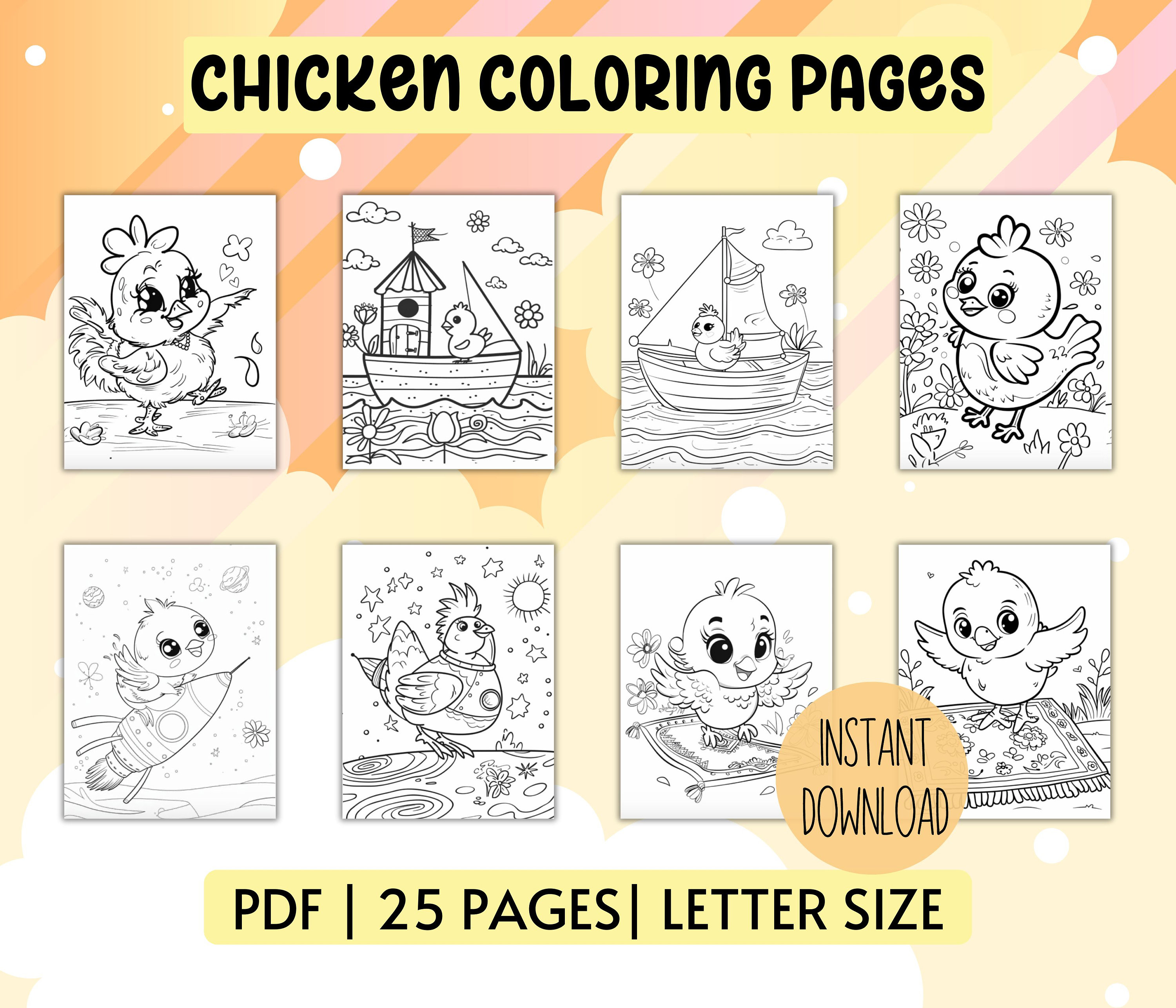 Chicken Coloring Pages, Chicken Coloring Sheet, Fun Coloring Prints ...
