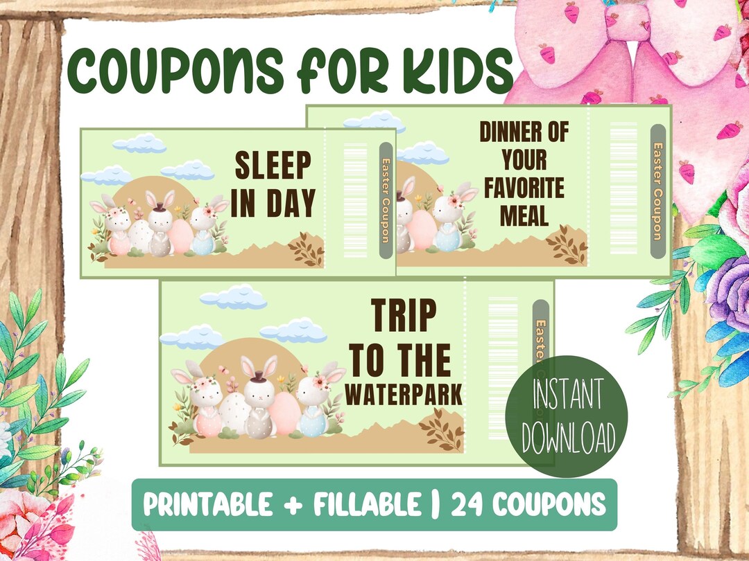 Easter Coupons for Kids, Easter Bunny Coupons, Birthday Coupon, Kids ...