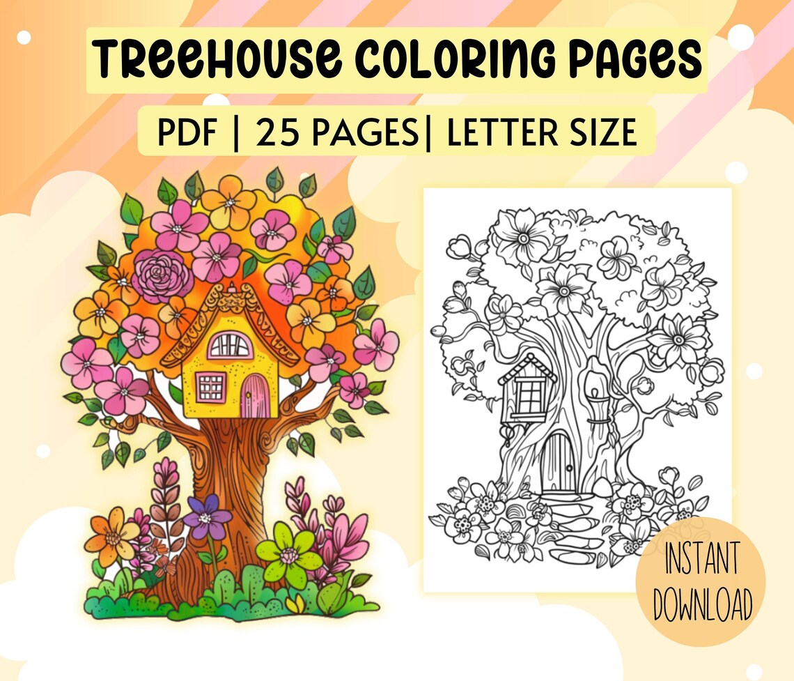 Treehouse Coloring Pages, Treehouse Coloring Sheet, Fun Coloring Prints ...