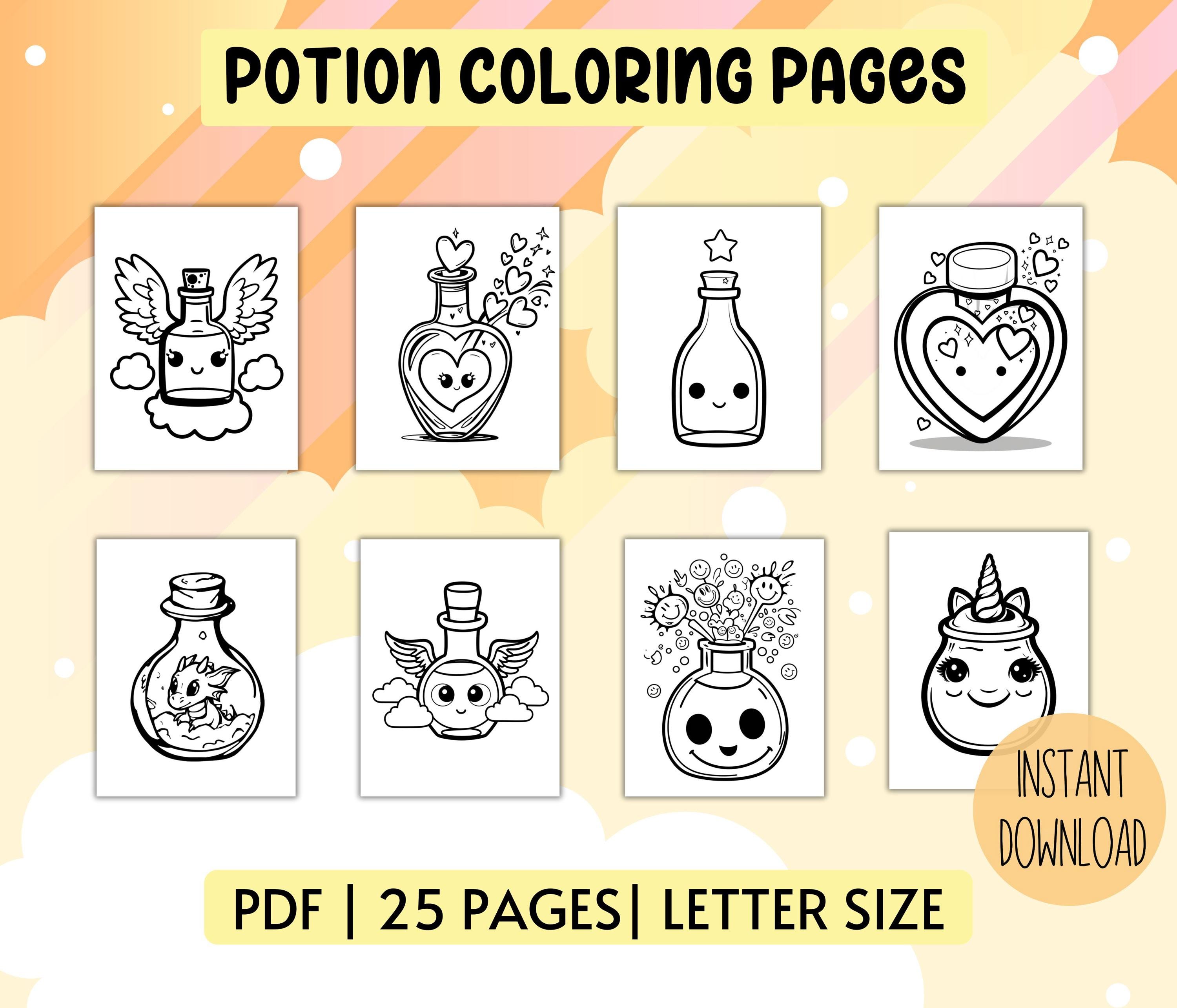 Potion Coloring Pages,elixir Coloring Sheet, Fun Coloring Prints ...