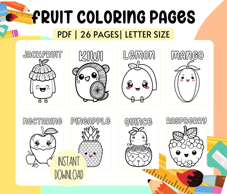 Fruit Coloring Pages for Kids, Alphabet Coloring Pages, Homeschool ...