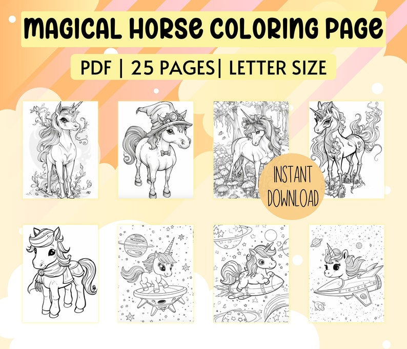 Magical Horse Coloring Pages, Coloring Sheets, Fun Coloring Prints ...