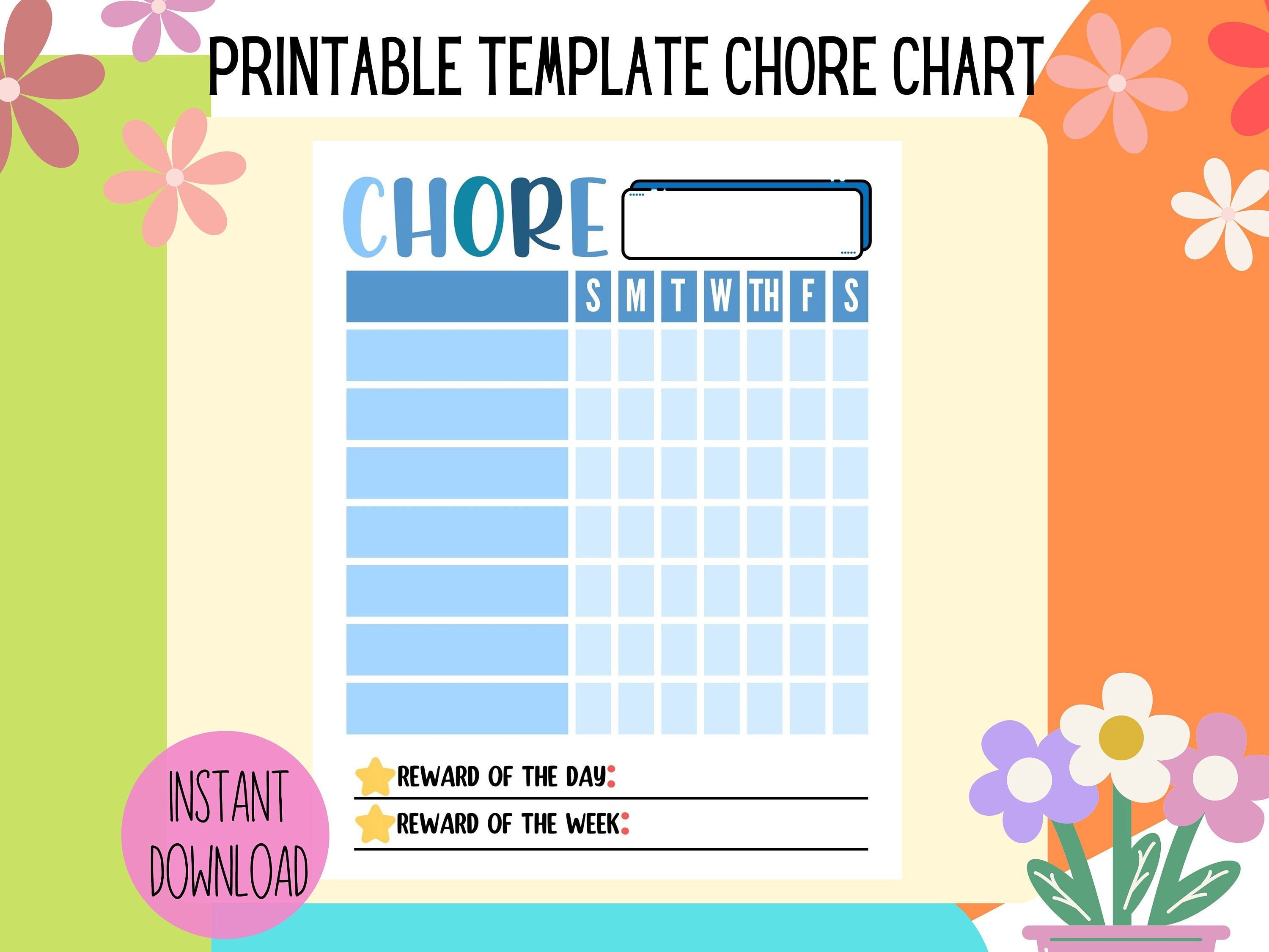 Chore Chart for Kids, Kid Chore Chart, Editable Chore Chart, Toddler ...