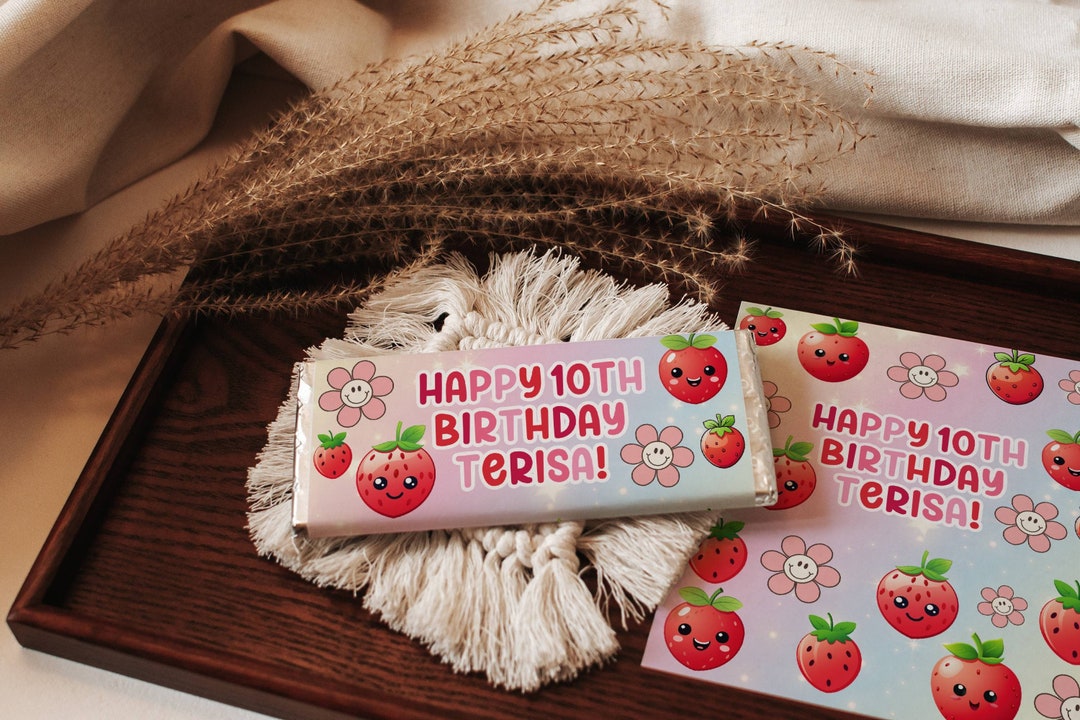Strawberry Chocolate Bar Wrapper Label, Candy Bar Wrapper,birthday ...