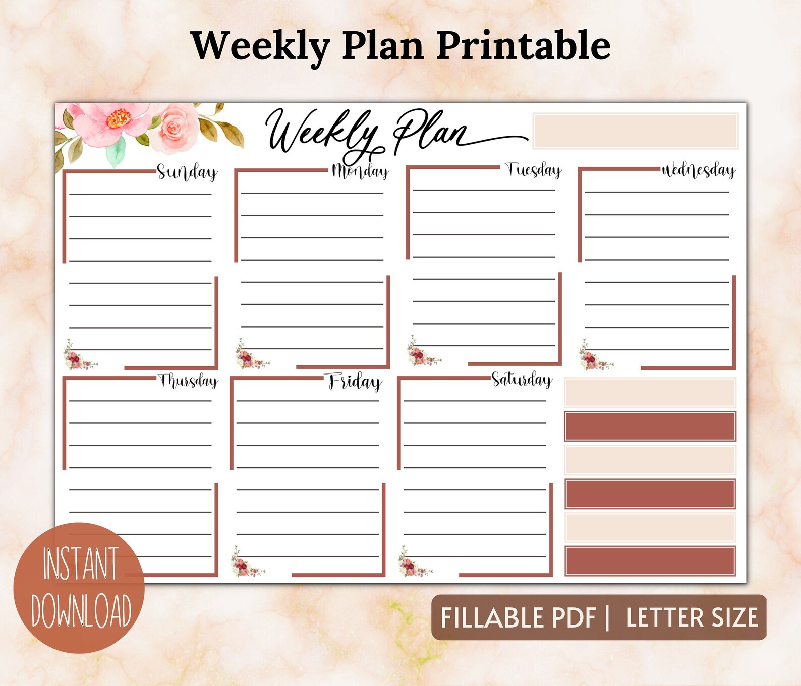 Weekly Planner Printable, Weekly Plan Template, Productivity Planner ...