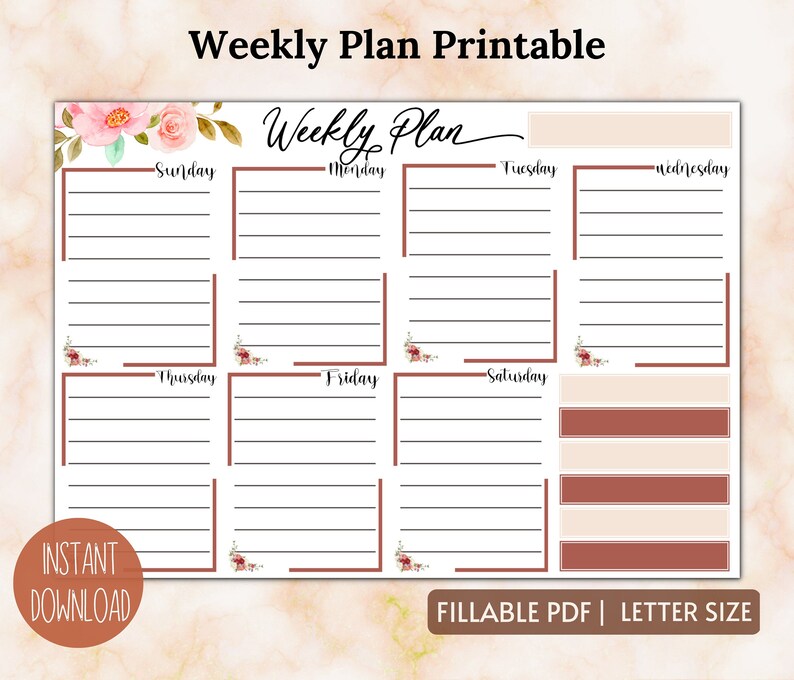 Weekly Planner Printable, Weekly Plan Template, Productivity Planner ...