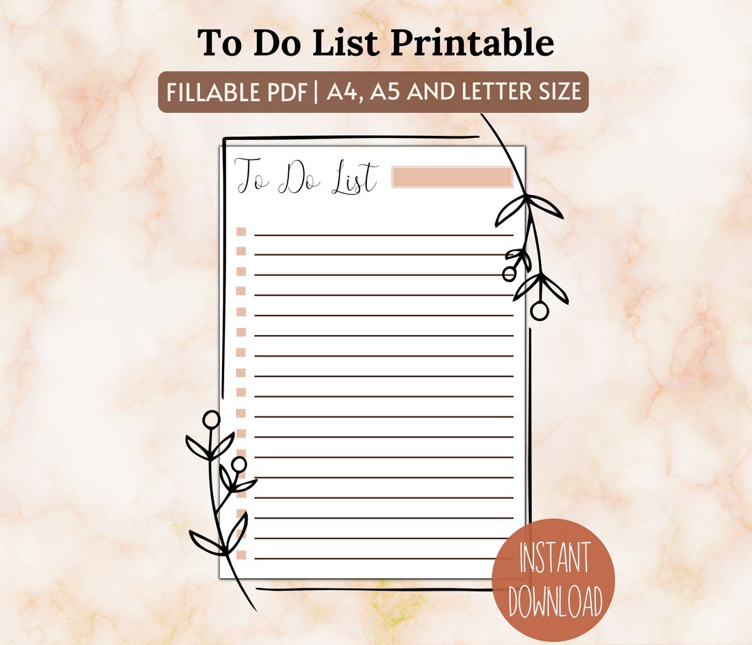 Minimalist to Do List Printable, Simple to Do Template, Daily ...