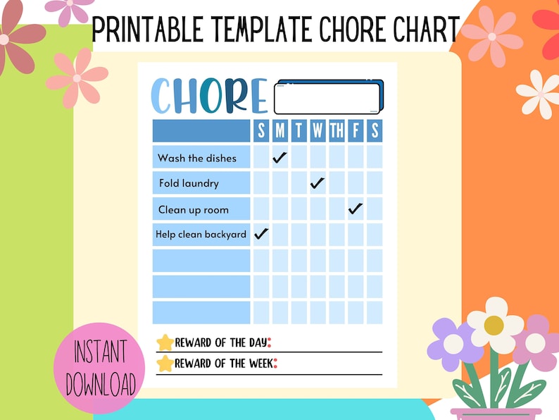 Chore Chart for Kids, Kid Chore Chart, Editable Chore Chart, Toddler ...