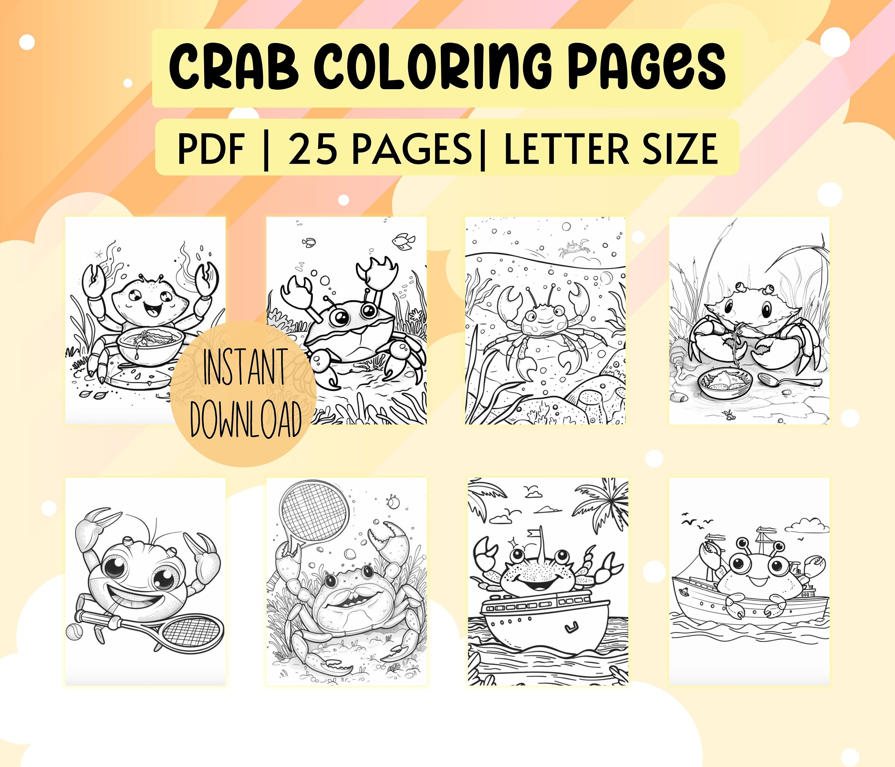 Crab Coloring Pages, Coloring Sheet, Fun Coloring Print, Exciting ...