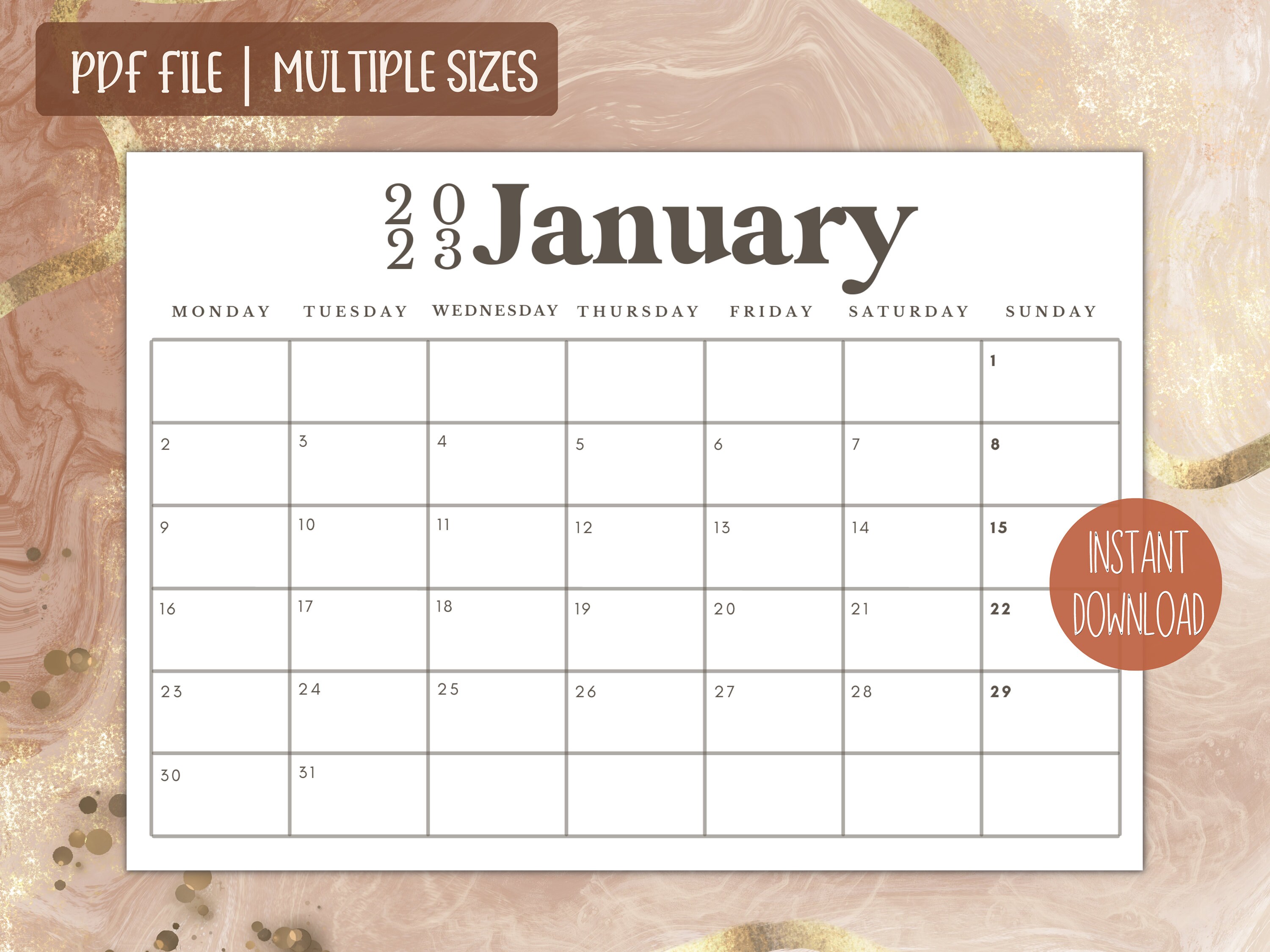 Calendar 2023, Monthly 2023 Calendar, 2023 Calendar, A4 & A4 Printable ...