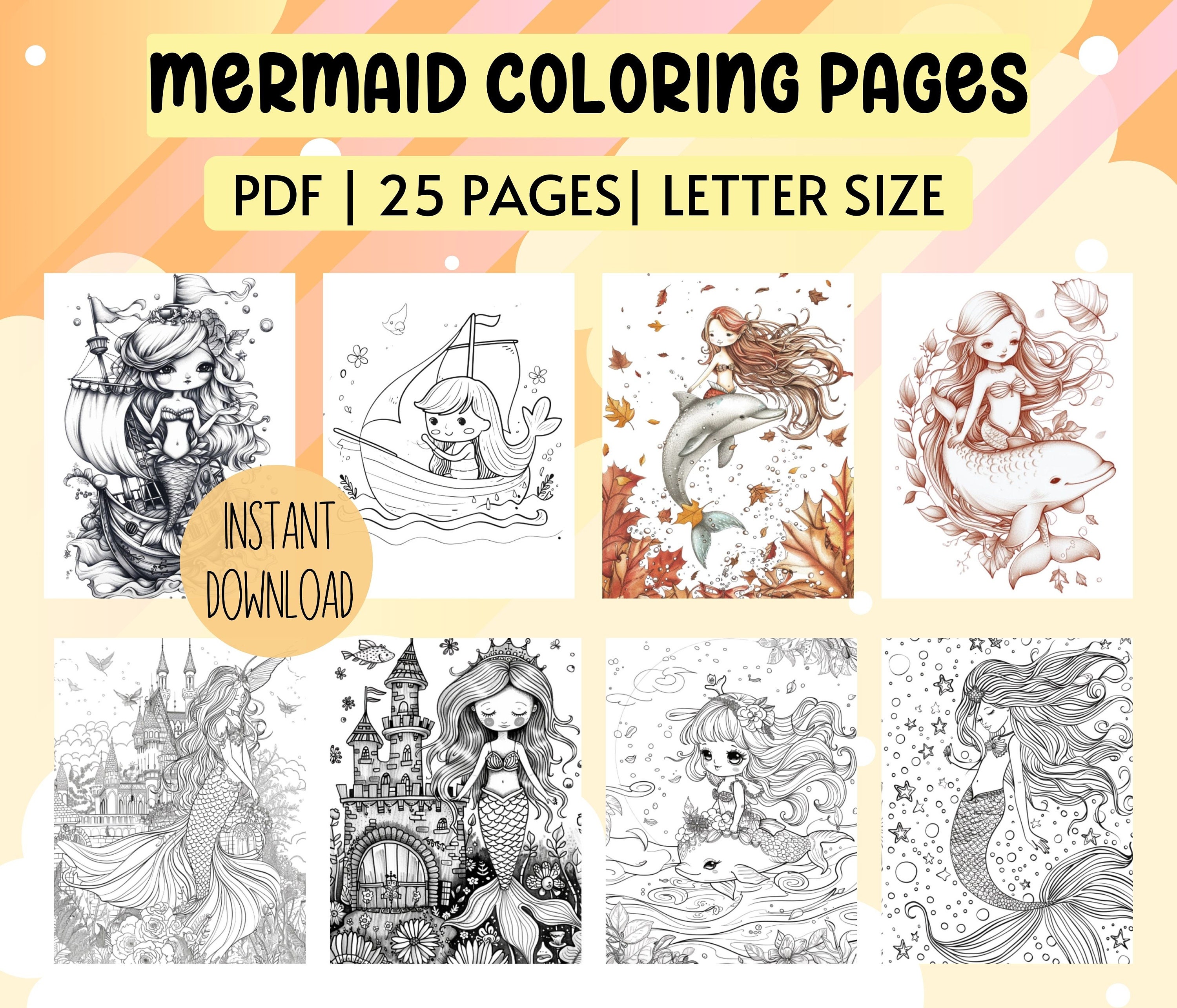 Magical Mermaid Coloring Pages, Coloring Sheets, Fun Coloring Prints ...