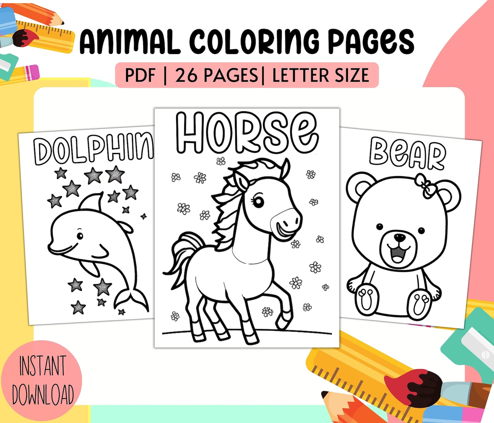 Animal Coloring Pages for Kids, Alphabet Coloring Pages, Coloring ...
