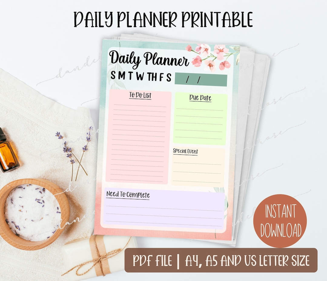 Daily Planner Printable, Daily Planning Printable, to Do List Digital ...