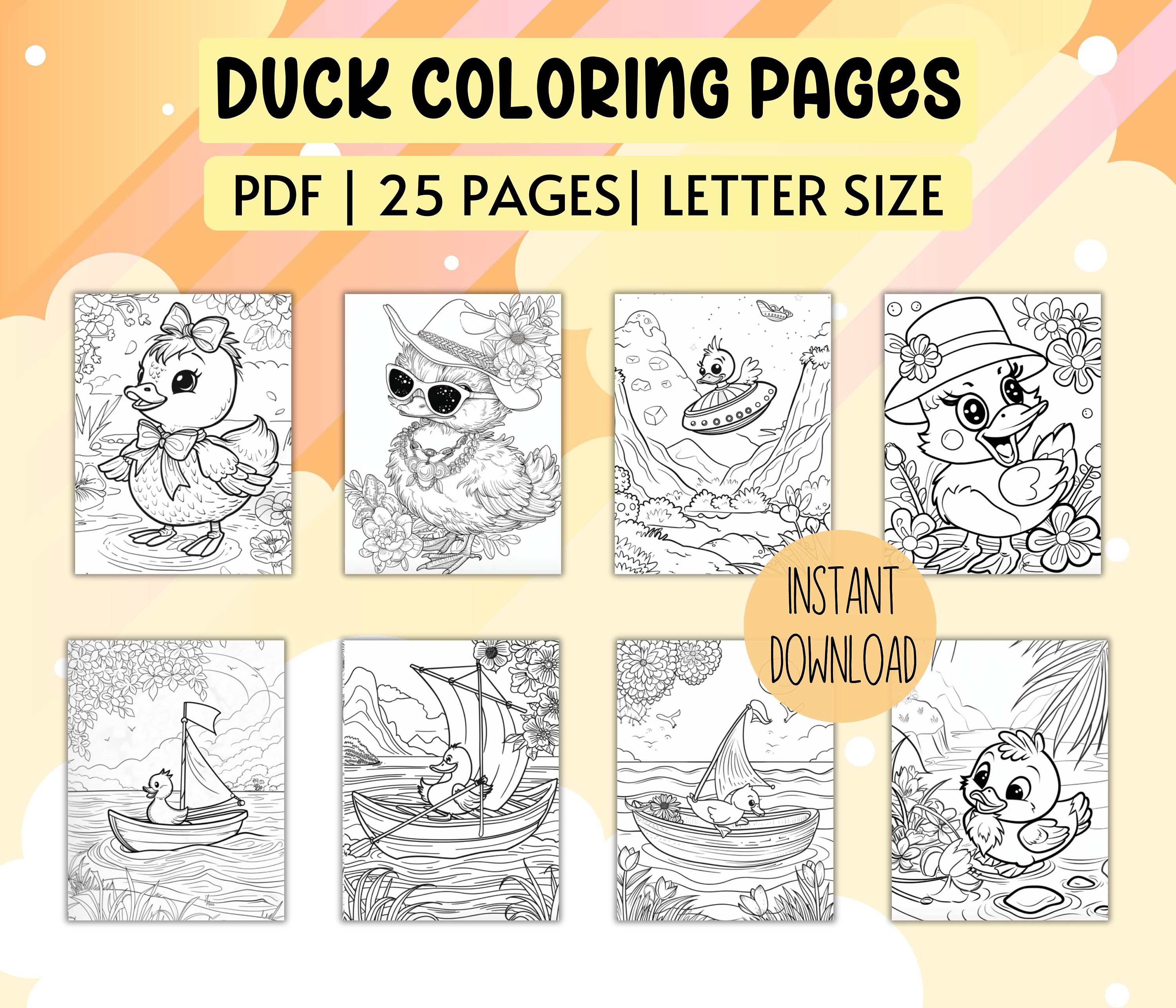 Duck Coloring Pages, Duck Coloring Sheet, Fun Coloring Prints, Exciting ...