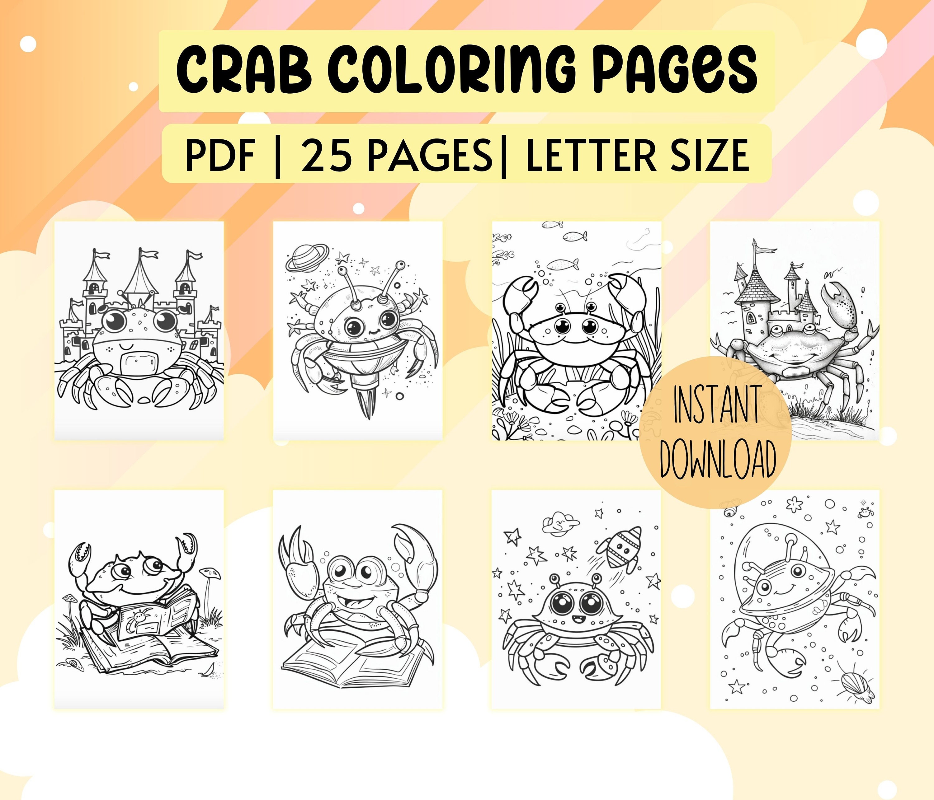 Crab Coloring Pages, Coloring Sheet, Fun Coloring Print, Exciting ...