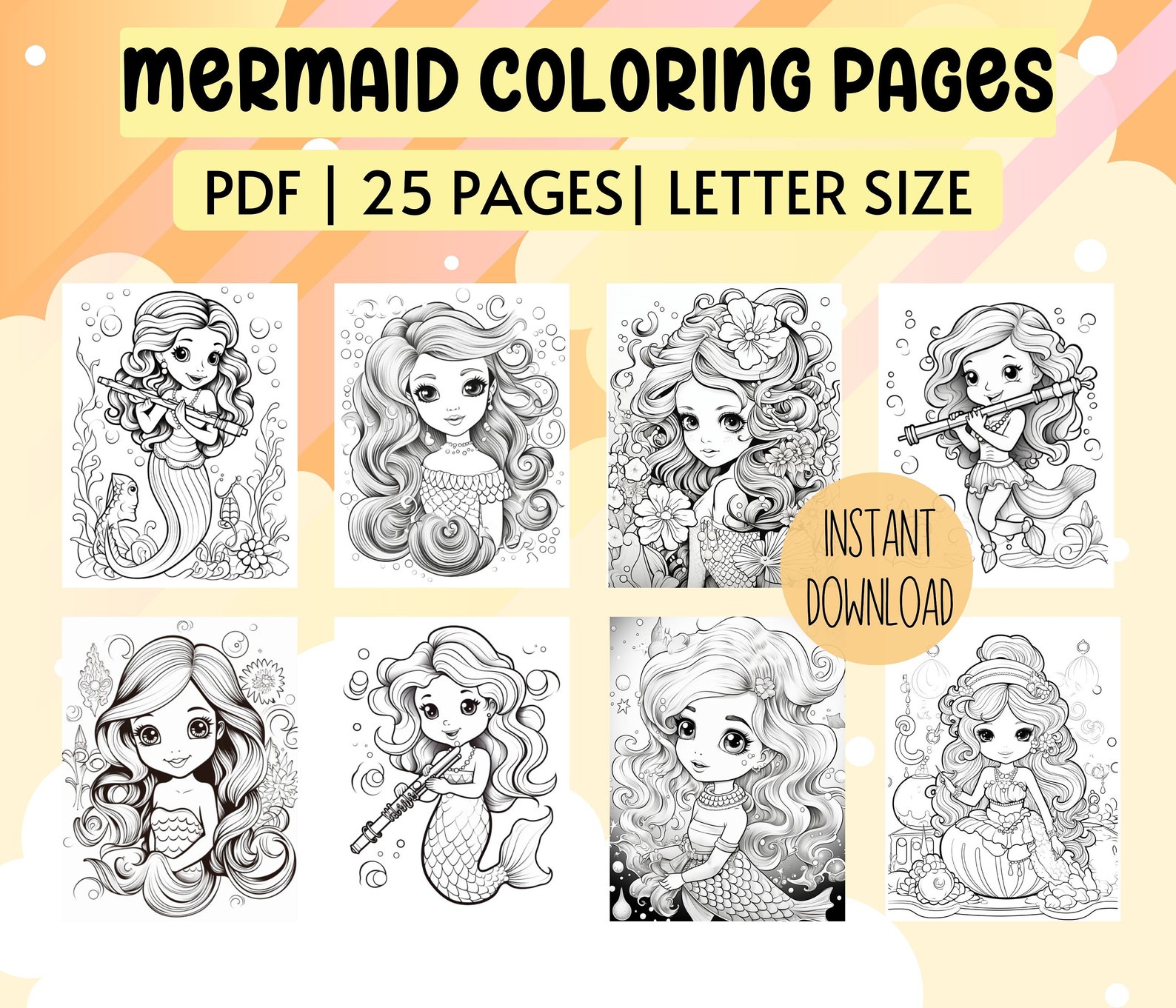 Mermaid Coloring Pages, Coloring Sheets, Fun Coloring Prints, Exciting ...
