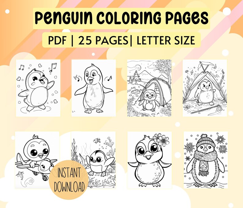 Penguin Coloring Pages, Coloring Sheet, Fun Coloring Print, Exciting ...