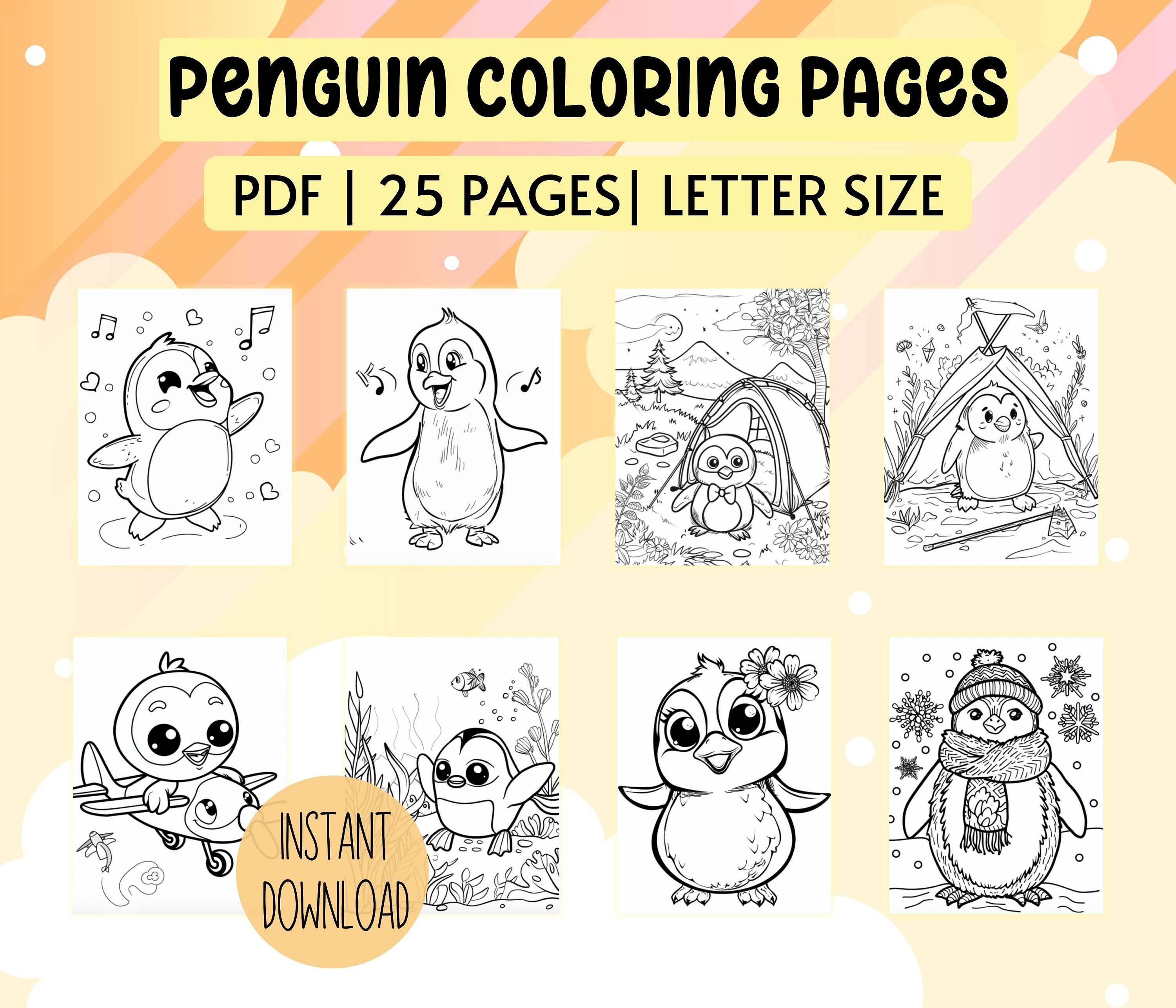Penguin Coloring Pages, Coloring Sheet, Fun Coloring Print, Exciting ...