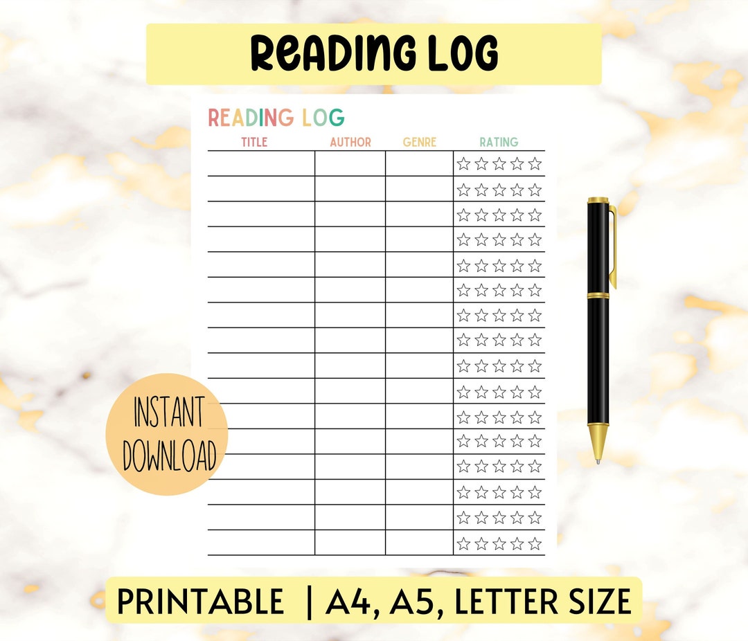 Reading Log Printable, Book Tracker, Reading Planner Printable, Reading ...