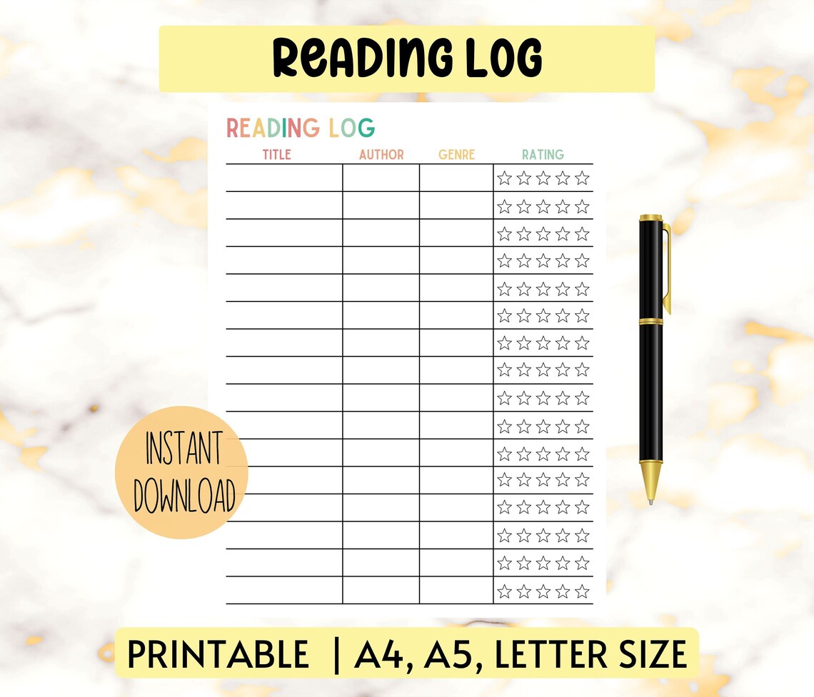 Reading Log Printable, Book Tracker, Reading Planner Printable, Reading ...