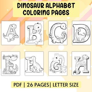 Dinosaur Alphabet Coloring Pages, Coloring Sheet, Fun Coloring Prints ...