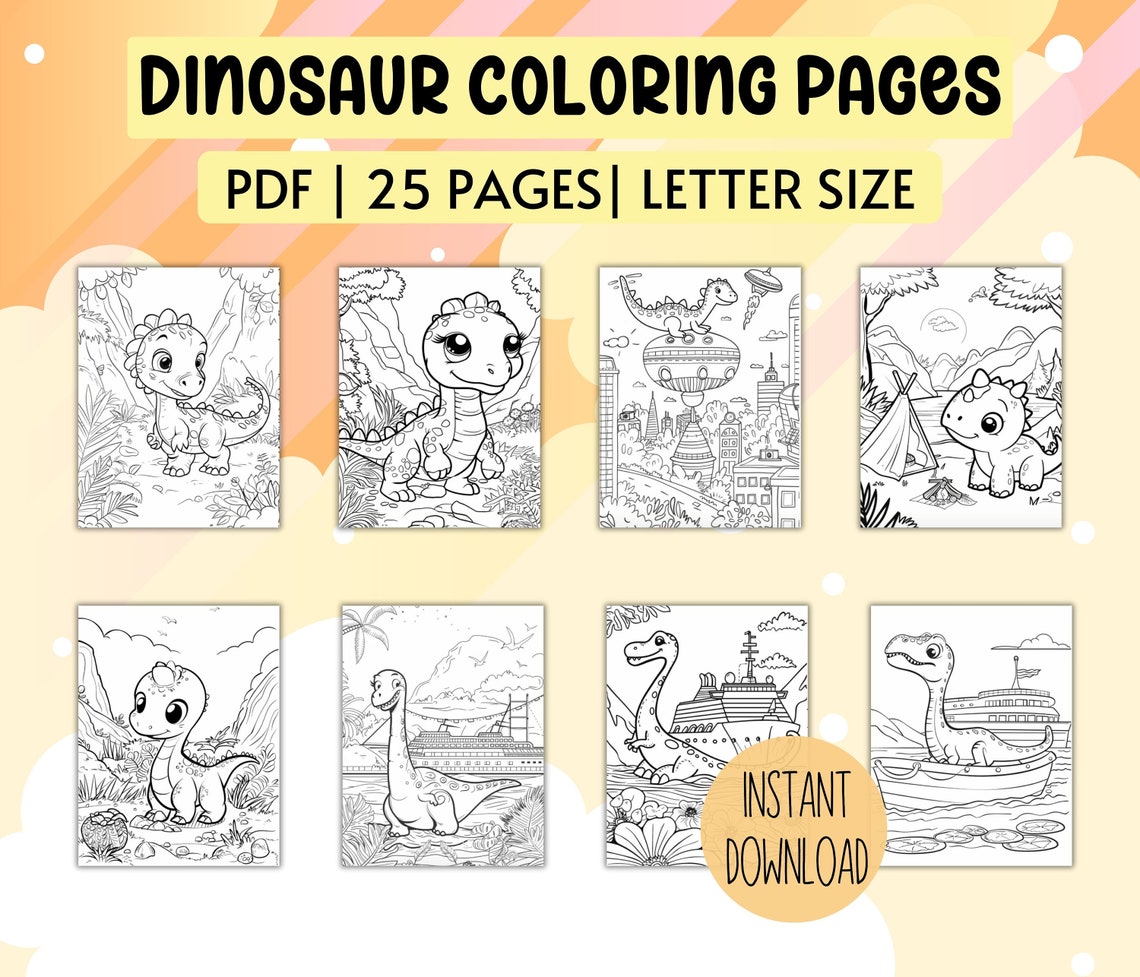 Dinosaur Coloring Pages, Dinosaur Coloring Sheet, Fun Coloring Print ...